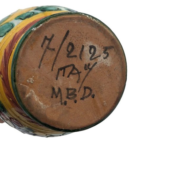 Handmade | Other | Antique Italian Majolica Pottery Pitcher With Flower ...